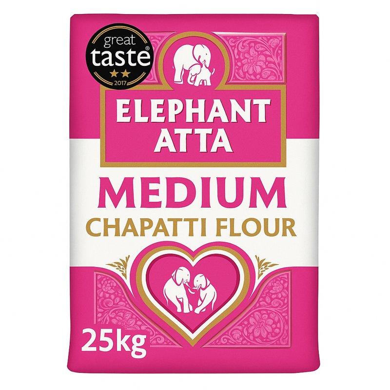 Elephant Atta Medium Flour 25 Kg, Buy Atta UK, Chapati Flour UK, Roti ...